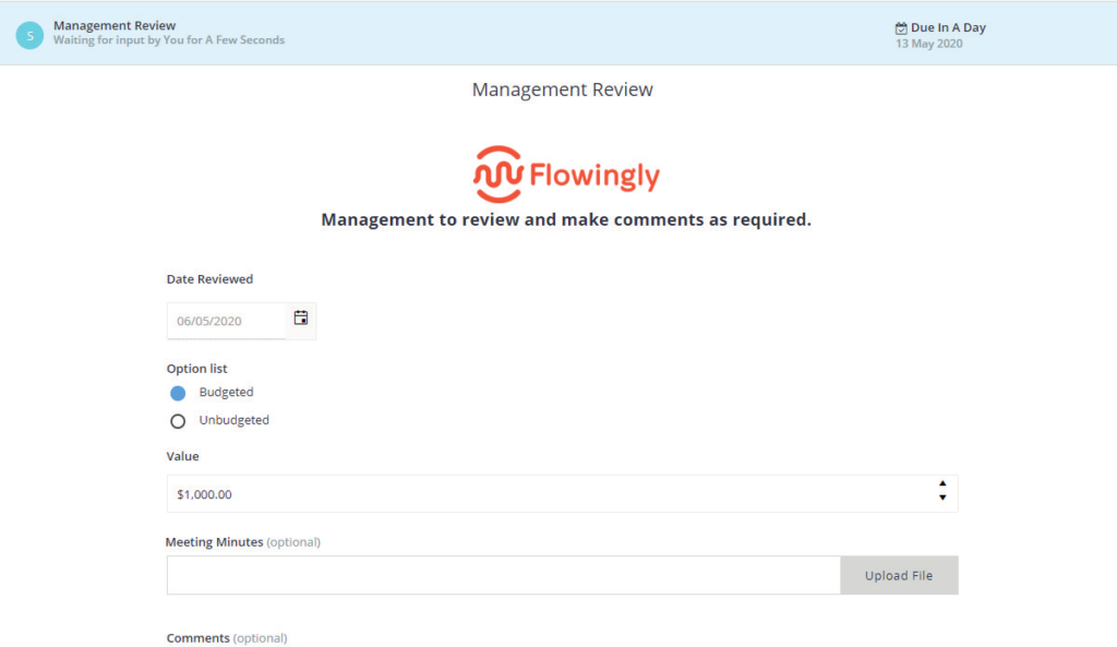 Capital Expenditure Requests - Flowingly